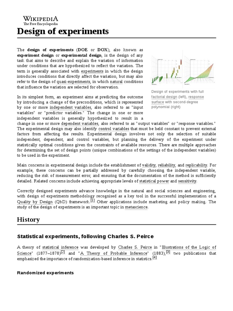 Design of Experiments | PDF | Design Of Experiments | Experiment