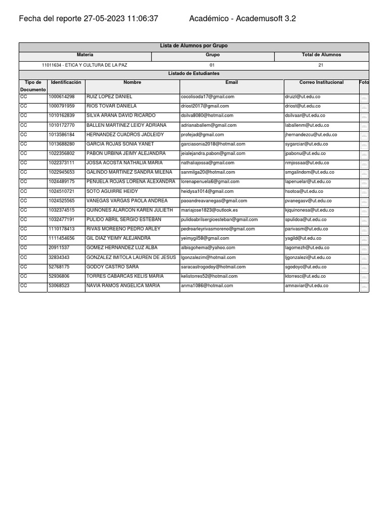 Reporte - Lista - de - Alumnos - Por - Grupo Mayo 27 de 2023 | PDF