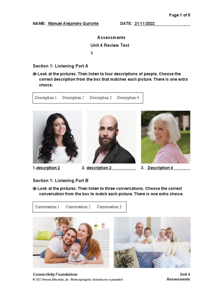 Unit 4 Review Test: Connectivity Foundations | PDF | Linguistics