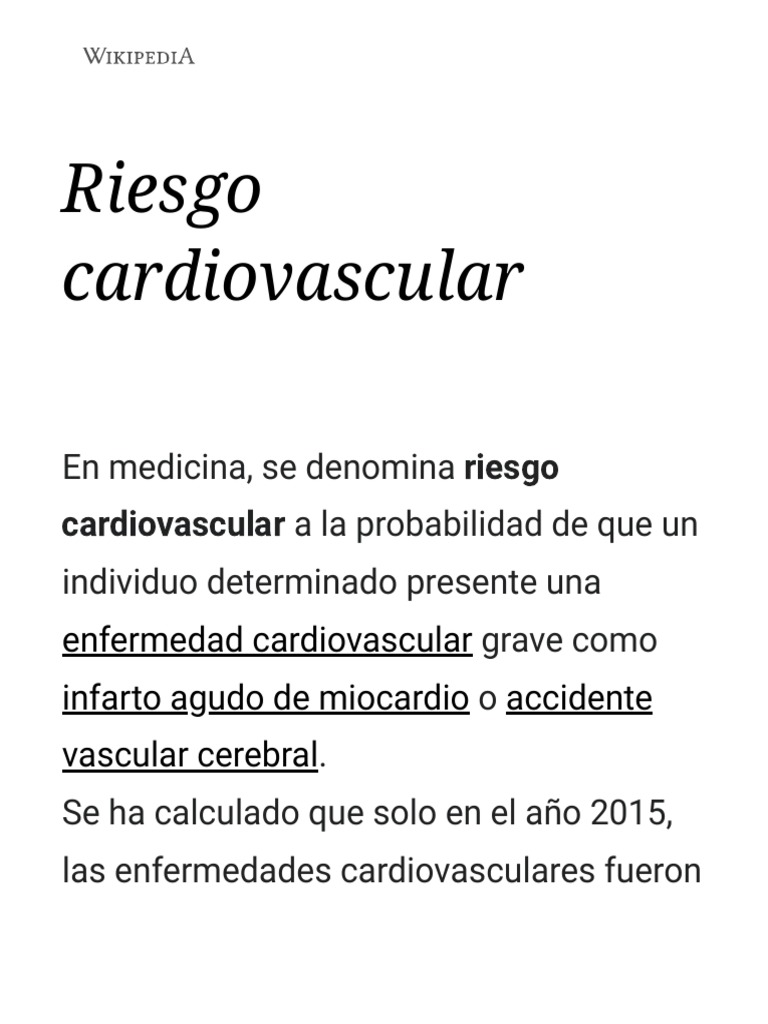 Riesgo Cardiovascular - Wikipedia, La Enciclopedia Libre | Descargar ...