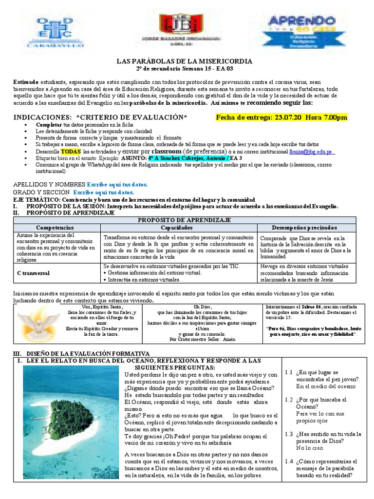 Ea 15 - 2° Religion | PDF | Parábolas de Jesús | Jesús