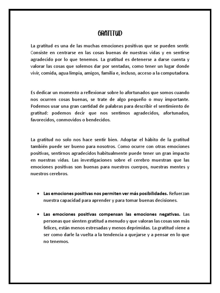 GRATITUD | PDF | Gratitud | Las emociones
