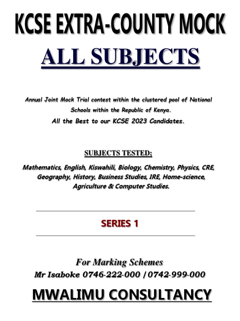 KCSE 2023 Joint Mock Exam Paper | PDF | Precipitation (Chemistry ...