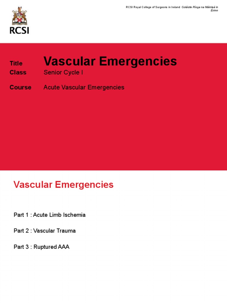 Vascular Emergencies | PDF | Ischemia | Interventional Radiology