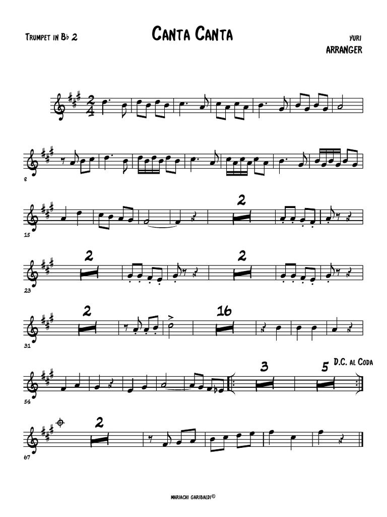 Canta Canta Trompt 1v2 - Trumpet in BB 2 | PDF