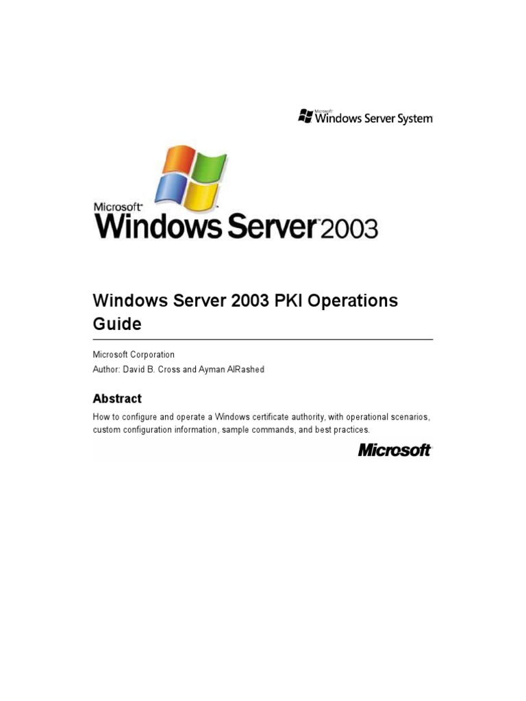(Win2k3) Windows Server 2003 Operations Guide | PDF | Public Key ...