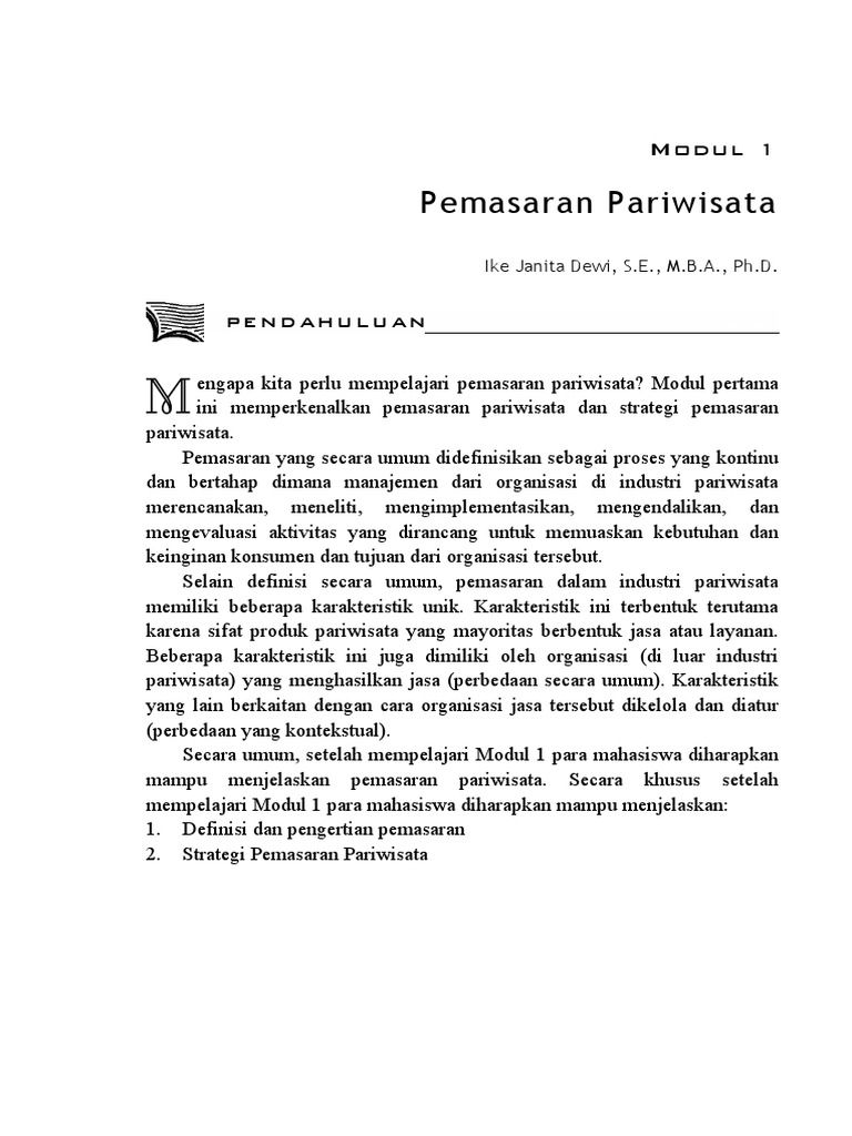 Modul Pemasaran Produk Wisata Berbasis Digital | PDF