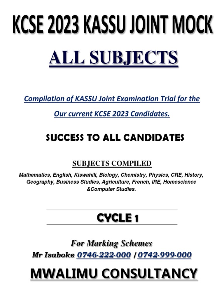 Kcse 2023 Kassu Mocks s1 | PDF | Gases | Electromagnetic Radiation