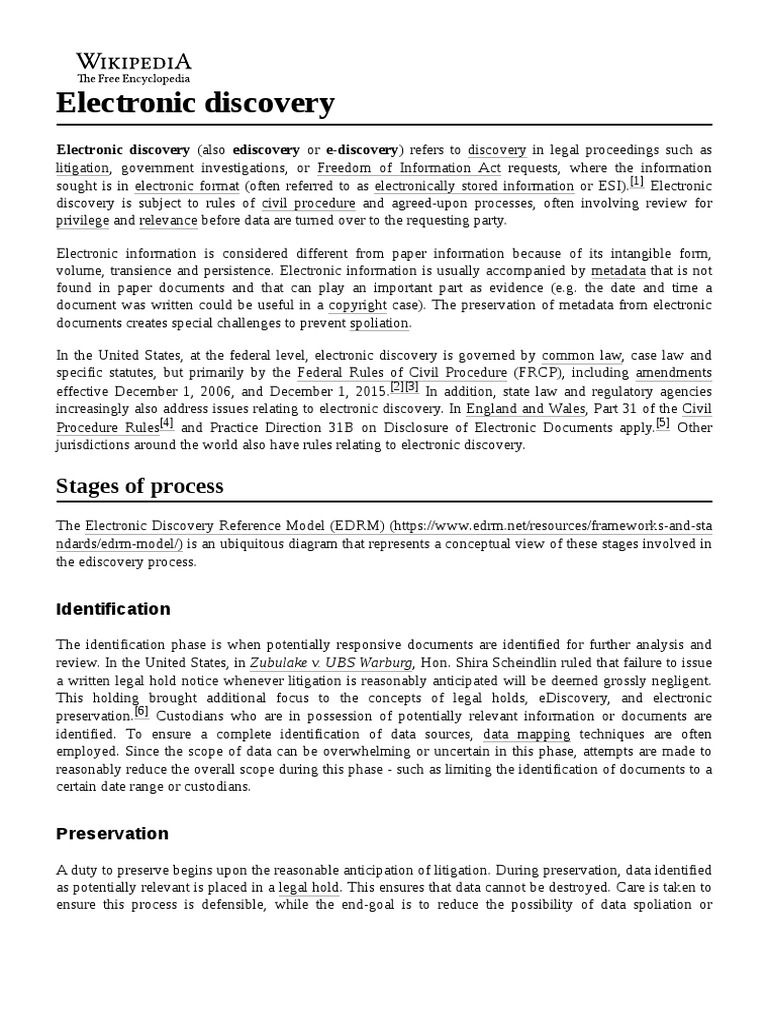 Electronic Discovery | PDF | Information Science | Computer Data