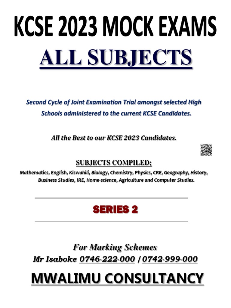 Kcse 2023 Mocks S2 Pdf Infection Kenya