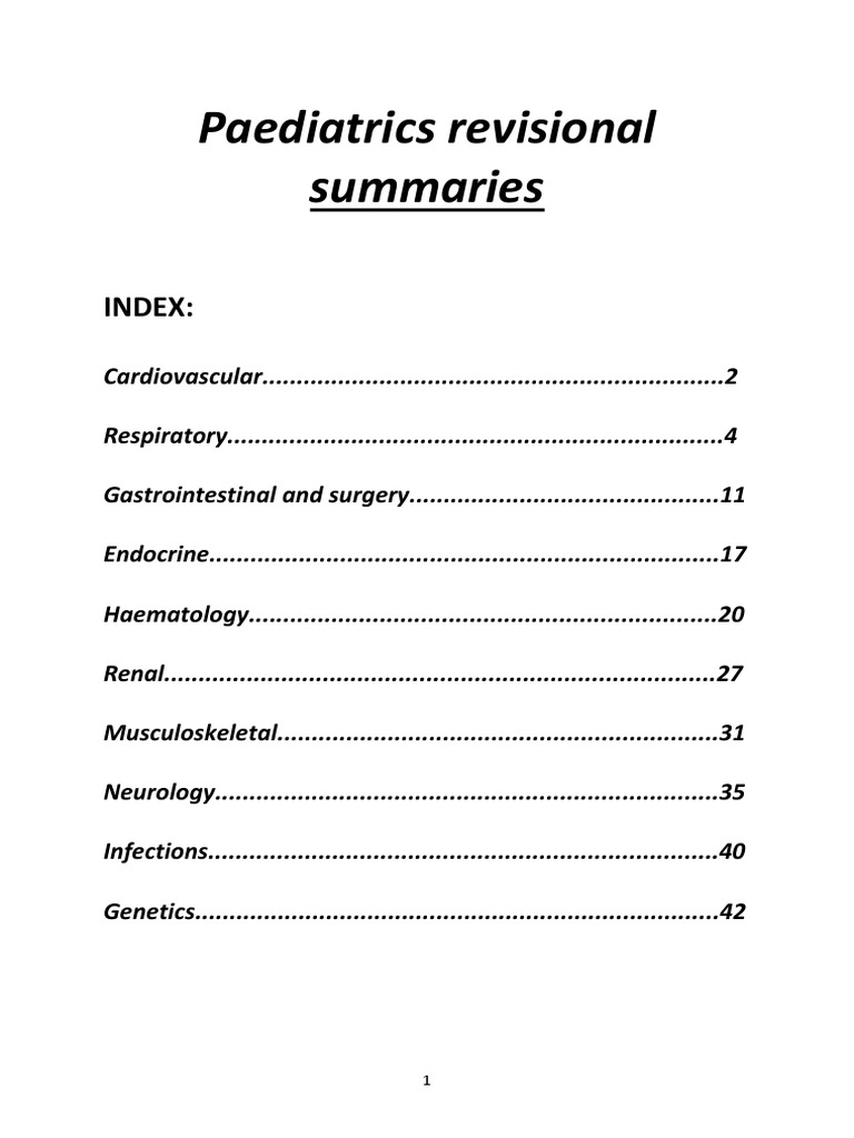 Paeds Revisional Summary | PDF | Lymphoma | Coeliac Disease