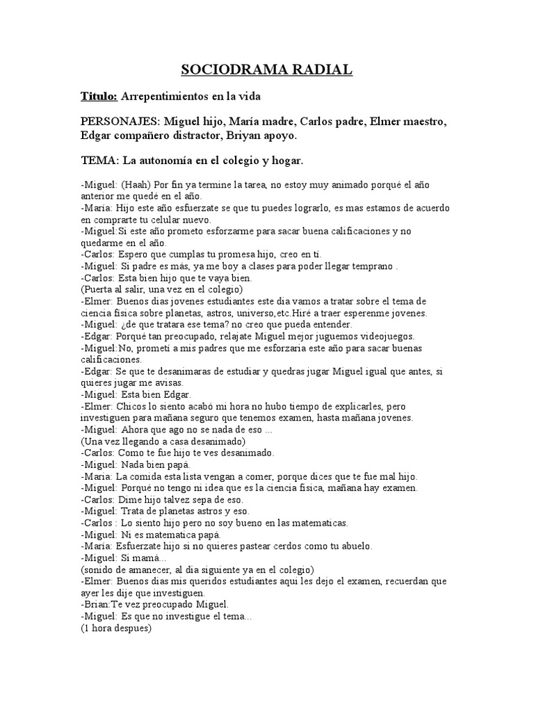 Sociodrama: Autonomía y Arrepentimientos | PDF | Salud y bienestar