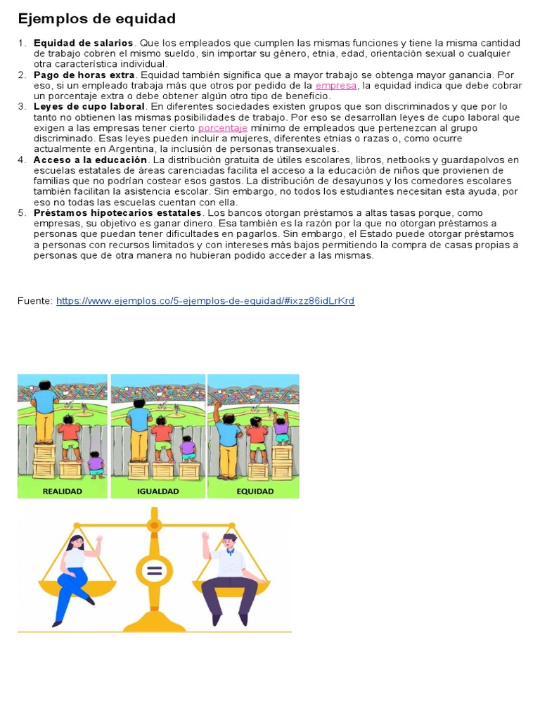 5 Ejemplos de Equidad en la Sociedad | PDF