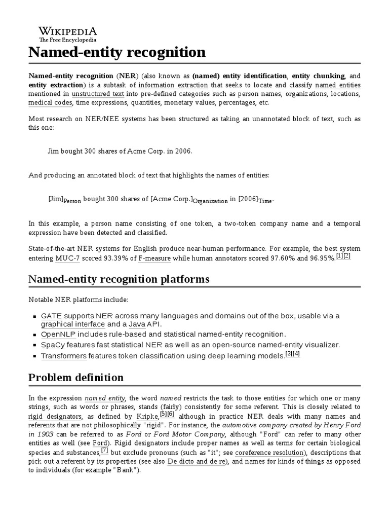 Named-Entity Recognition | PDF | Artificial Intelligence | Intelligence ...