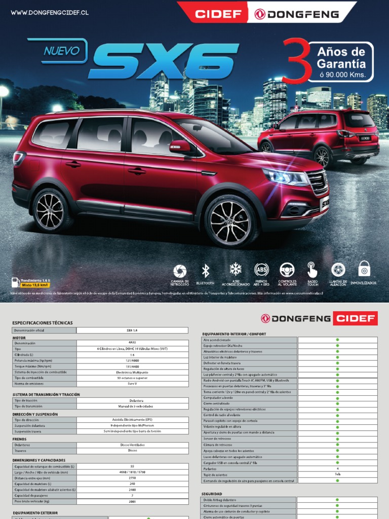 Ficha Tecnica SX6 | PDF