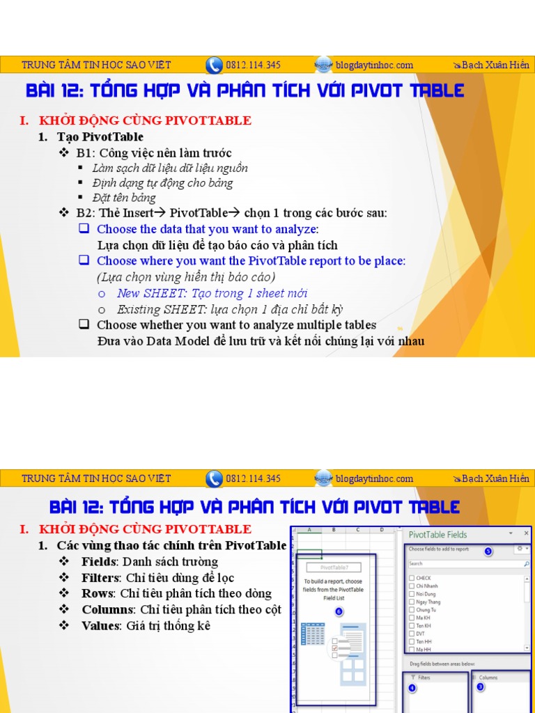 Tin Hoc Sao Viet - Pivot Table | PDF