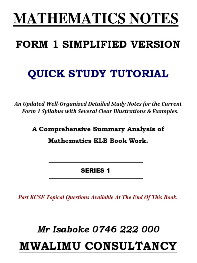 Form 1 Maths Simplified Notes | PDF | Encodings | Lexicology