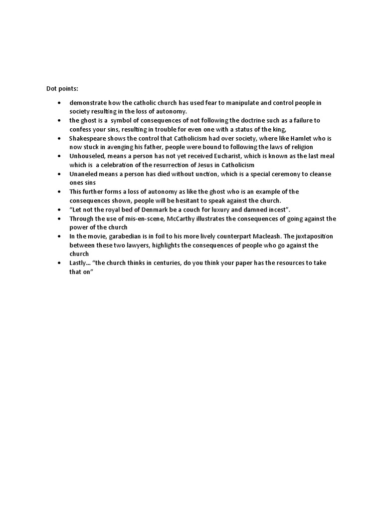 Dot Points | Download Free PDF | Catholic Church | Religious Belief And ...