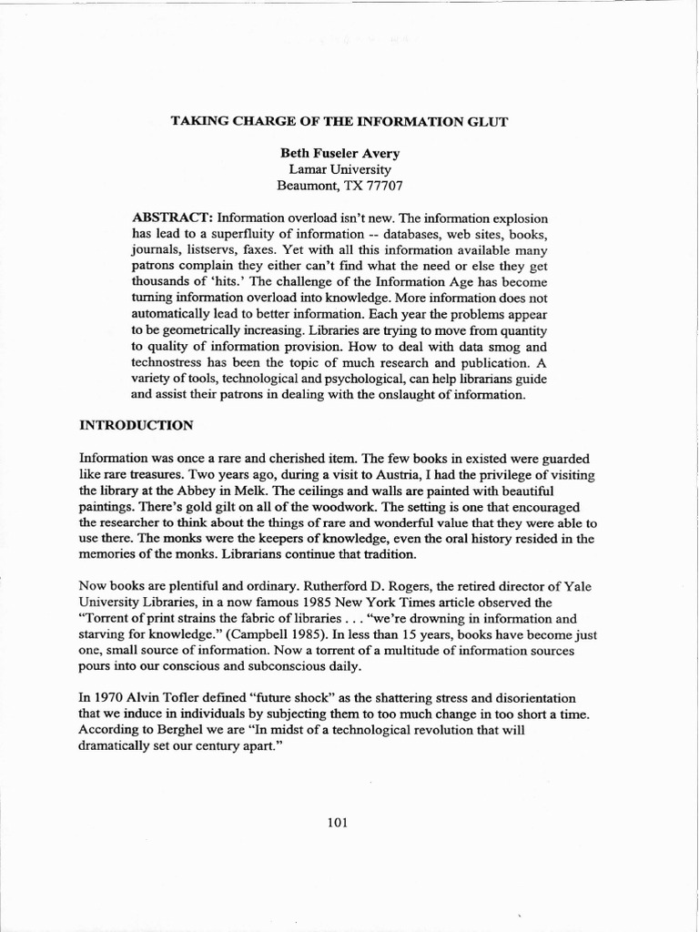 Taking Charge of The Information Glut | PDF