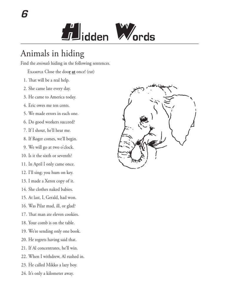 Find Hidden Animals in Sentences | PDF