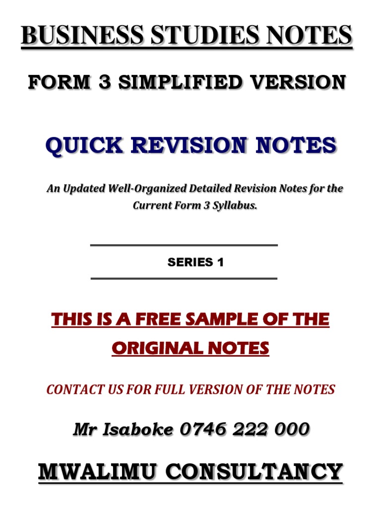f3 Business Simplified Notes SP | PDF | Supply (Economics) | Economic ...