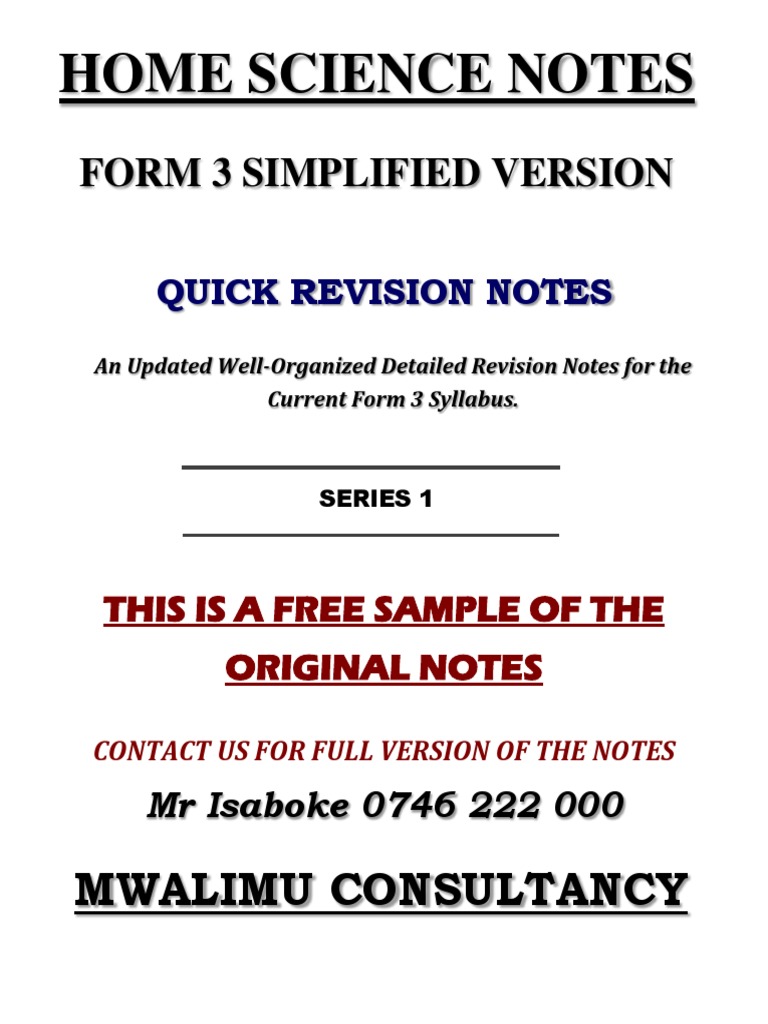 f3 Home-Sci Simplified Notes SP | PDF | Breastfeeding | Foods