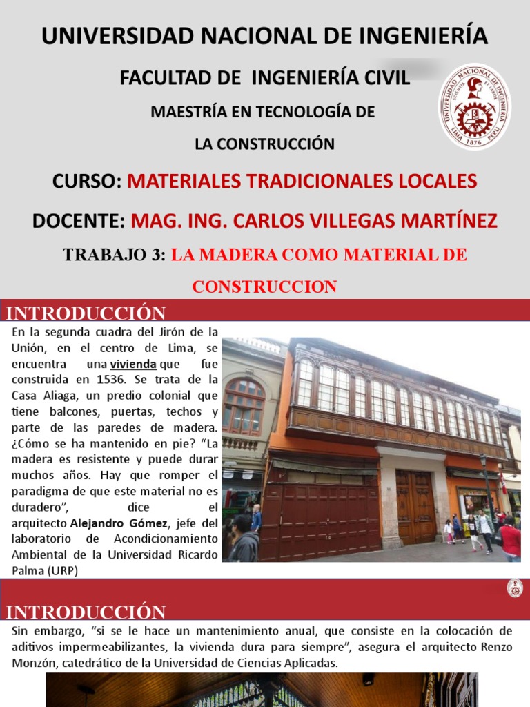 Trabajo 3.-La Madera Como Material de Construccion | PDF | Madera | Ciencias fisicas