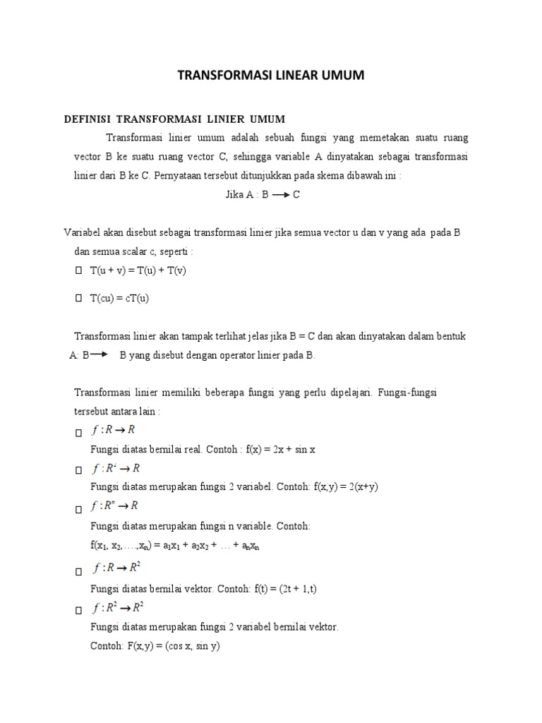 Materi Transformasi Linear Umum | PDF