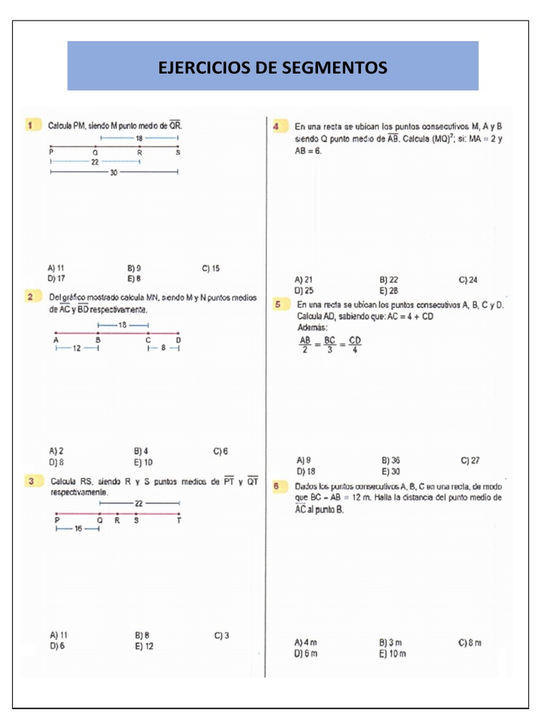 Ejercicios de Segmentos | PDF