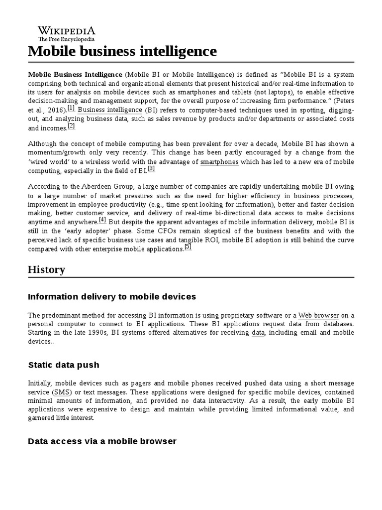 Mobile Business Intelligence Overview | PDF | Mobile App | Computing