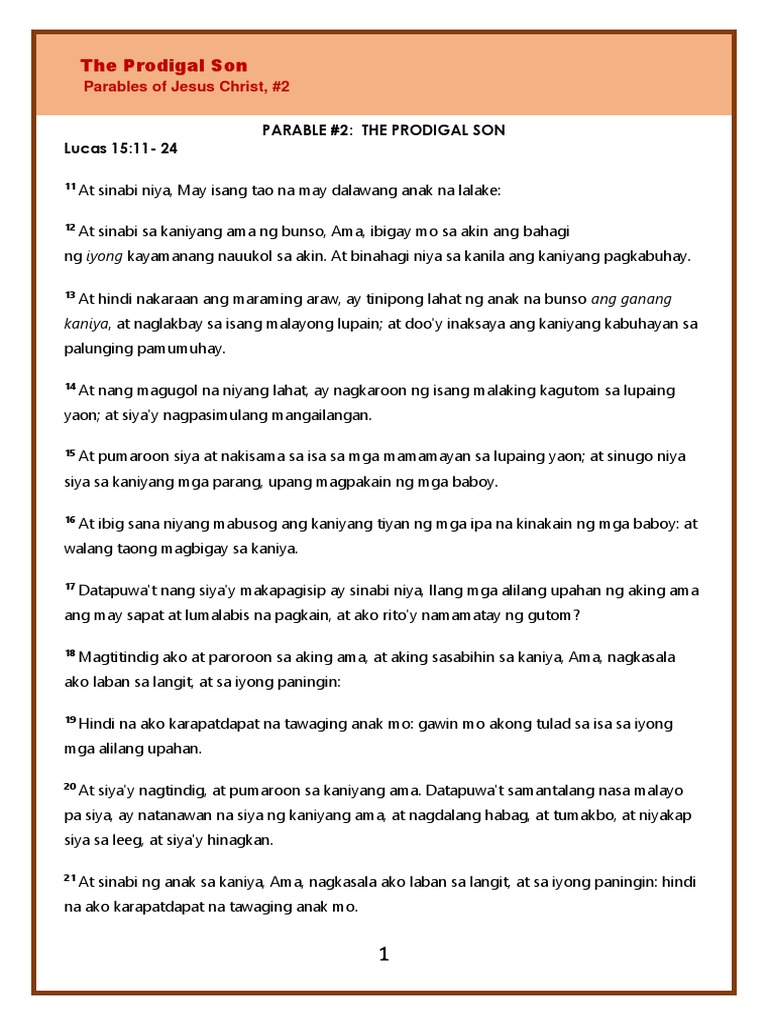 Parable #2 The Prodigal Son | PDF