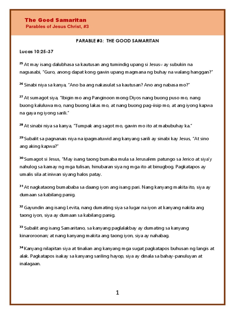 Parable 3 The Good Samaritan Pdf