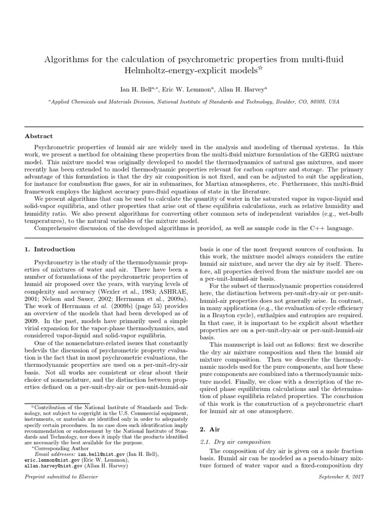 Psychrometric Formulas | Download Free PDF | Humidity | Phase (Matter)