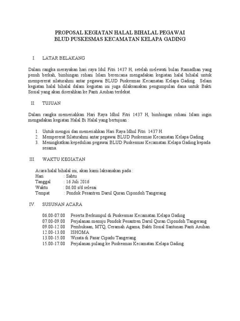Proposal Kegiatan Halal Bihalal Pegawai | PDF