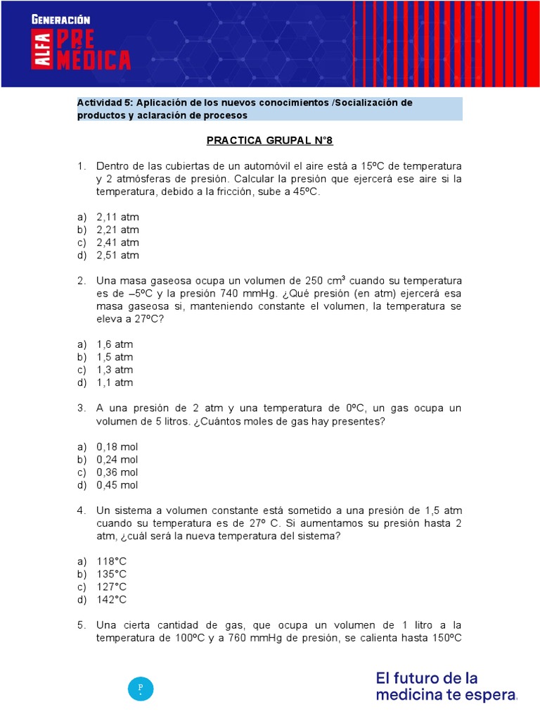 Practica Grupal N°8 | PDF | Gases | Ramas de la termodinámica