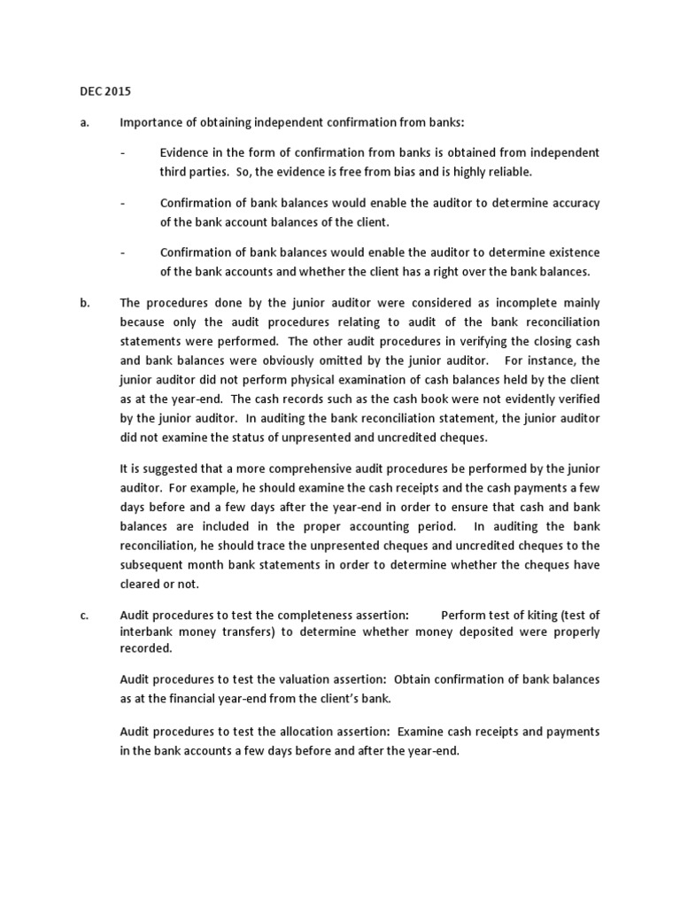 AUD589 Tutorial Aud of SOPL SOFP | PDF | Audit | Banks