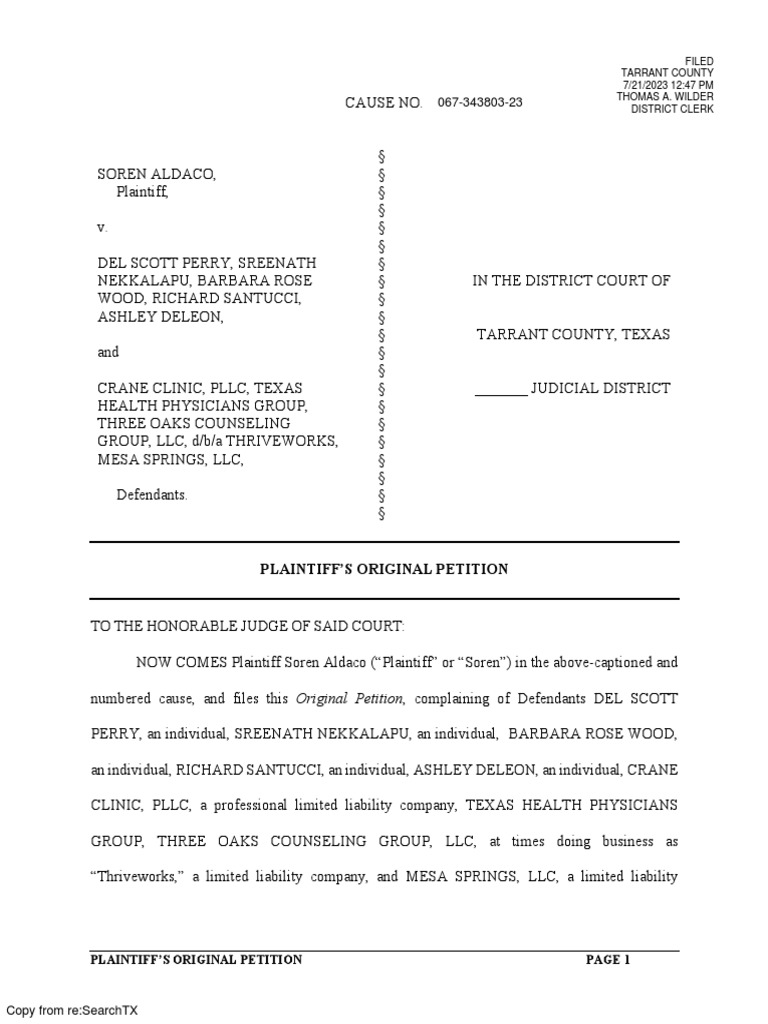 Aldaco Gender Modification Suit | PDF | Mental Disorder | Negligence