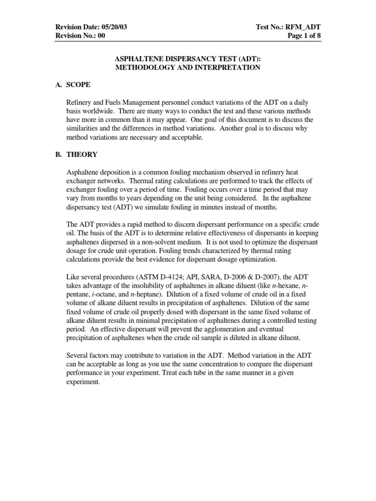 Asphaltene Dispersancy Test Method | PDF | Petroleum | Oil