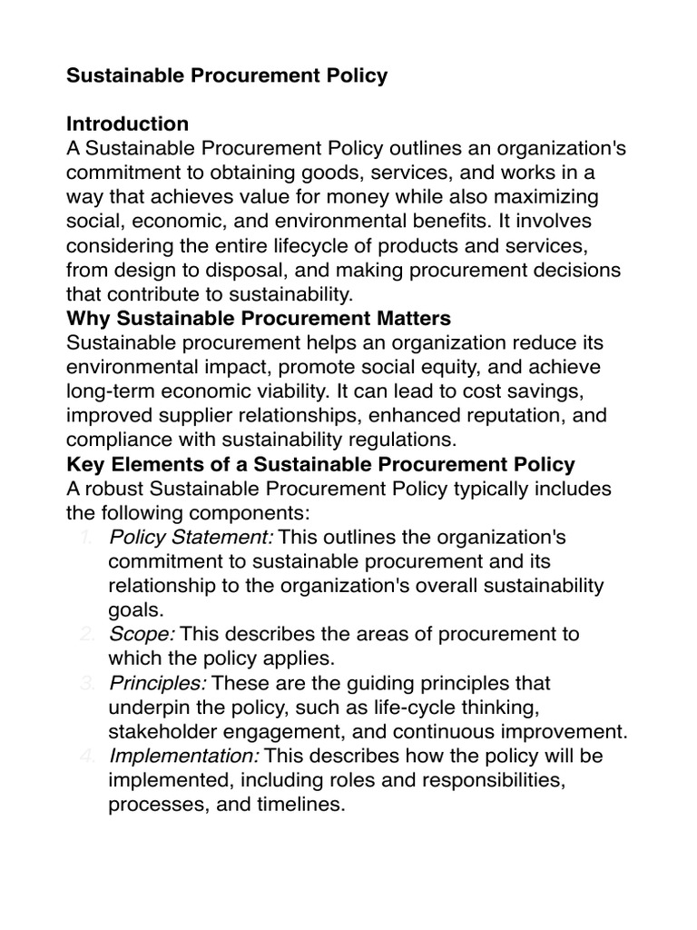 Sustainable Procurement | PDF