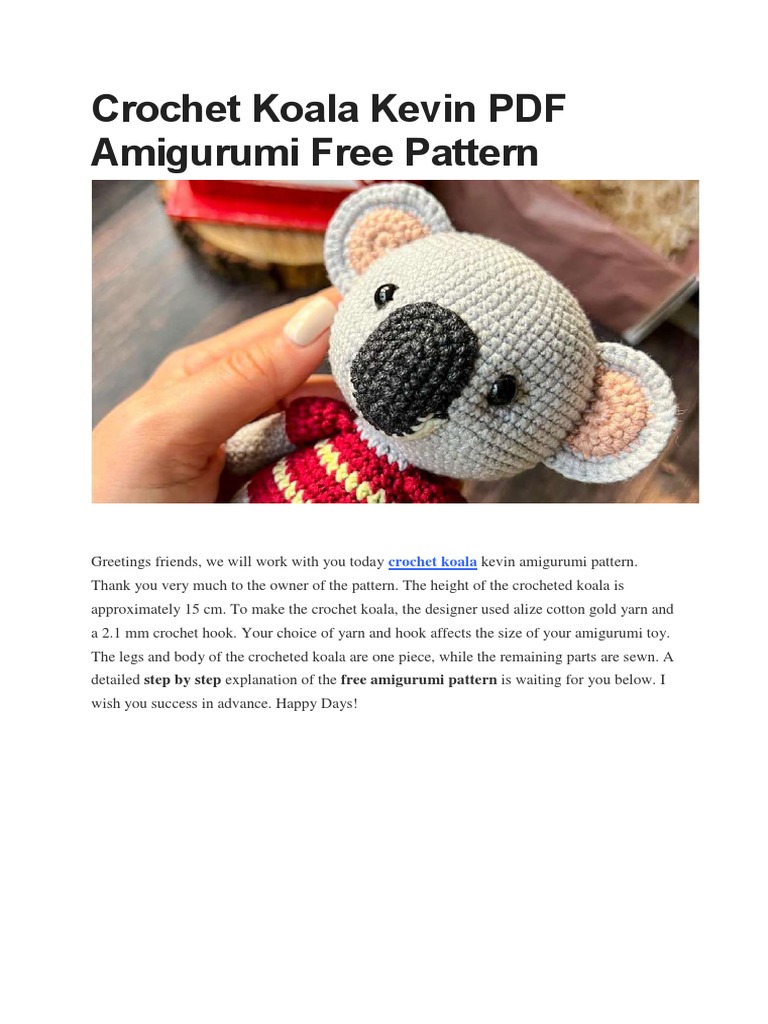 Free Koala Amigurumi Pattern PDF | PDF | Crochet | Amigurumi
