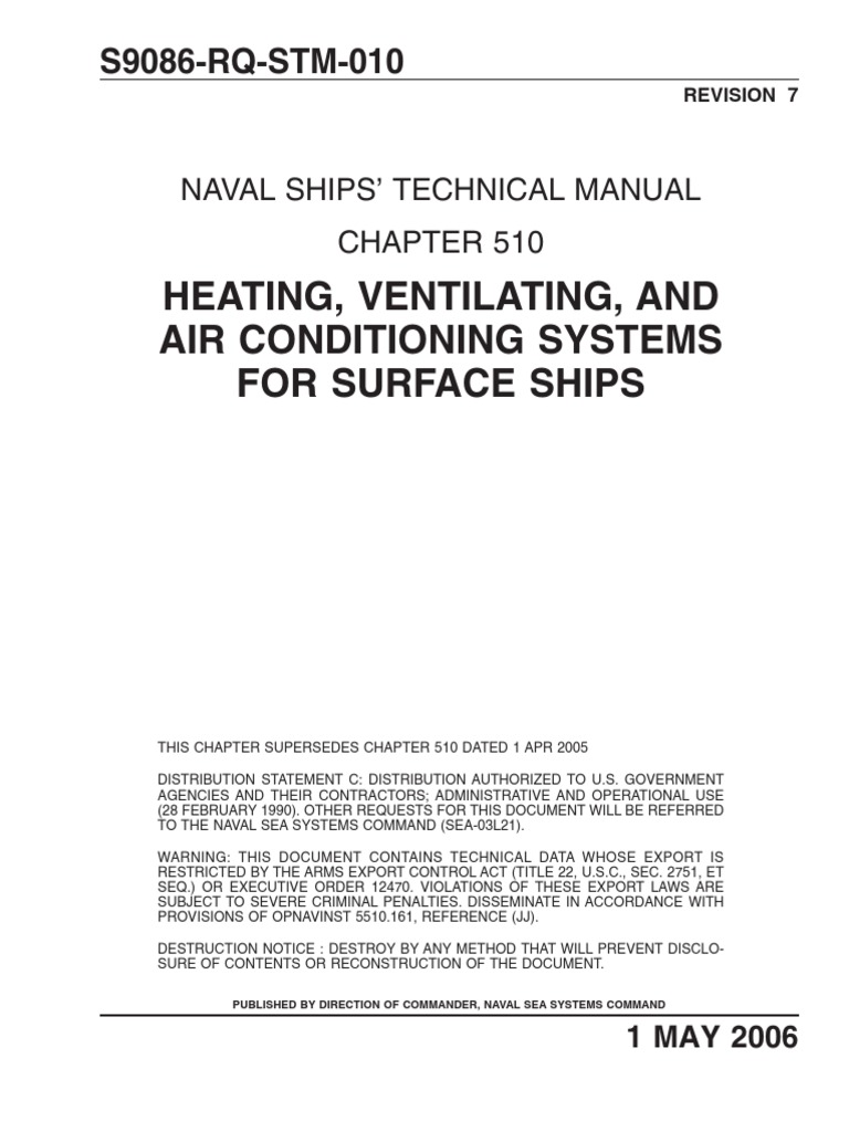 Navsea s9086-Rq-stm-010 NSTM Ch. 510 Rev. 7 Heating, Ventilating, Etc ...