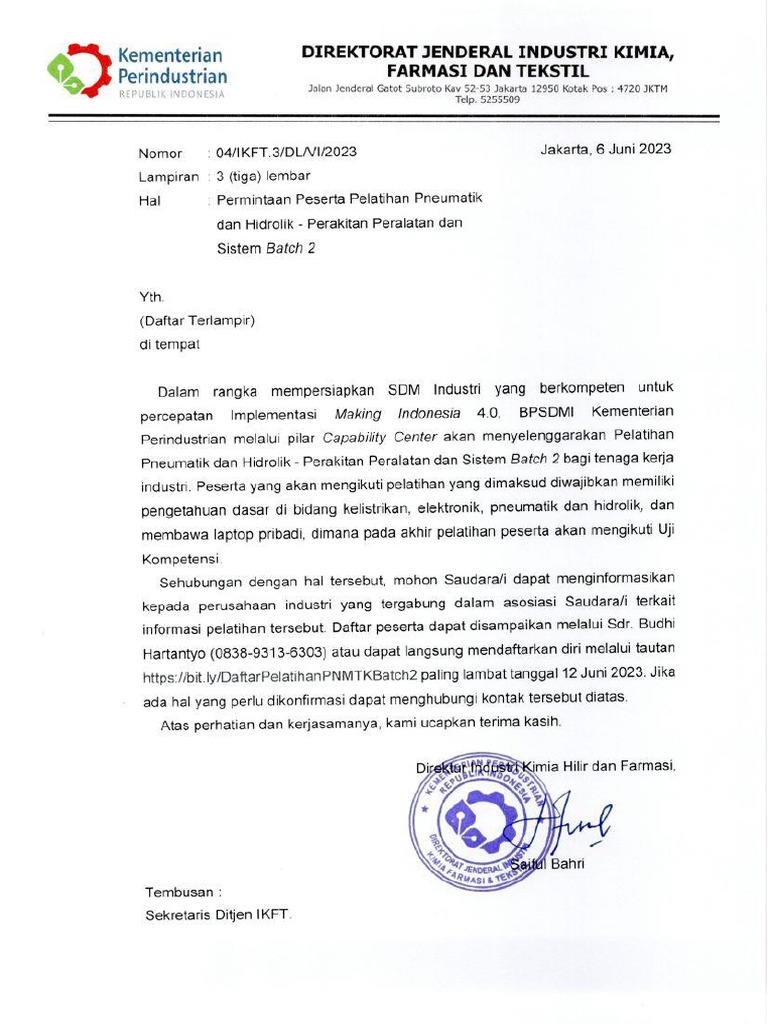 04 DL Permintaan Peserta Pelatihan Pneumatik Dan Hidrolik | PDF