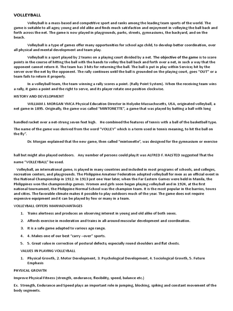 VOLLEYBALL | PDF | Volleyball