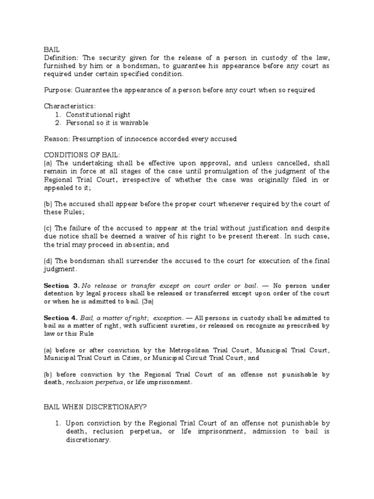 Bail | PDF | Bail | Arrest
