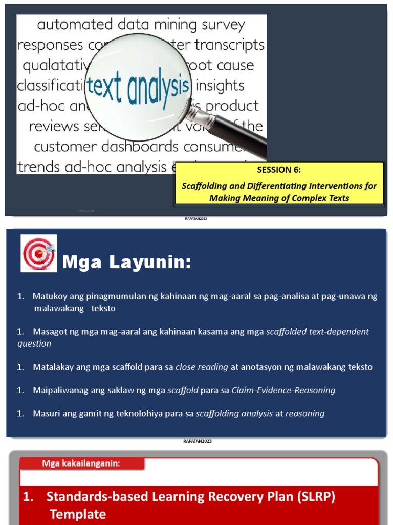 Filipino Session 6 | PDF | Reading Comprehension | Cognitive Science