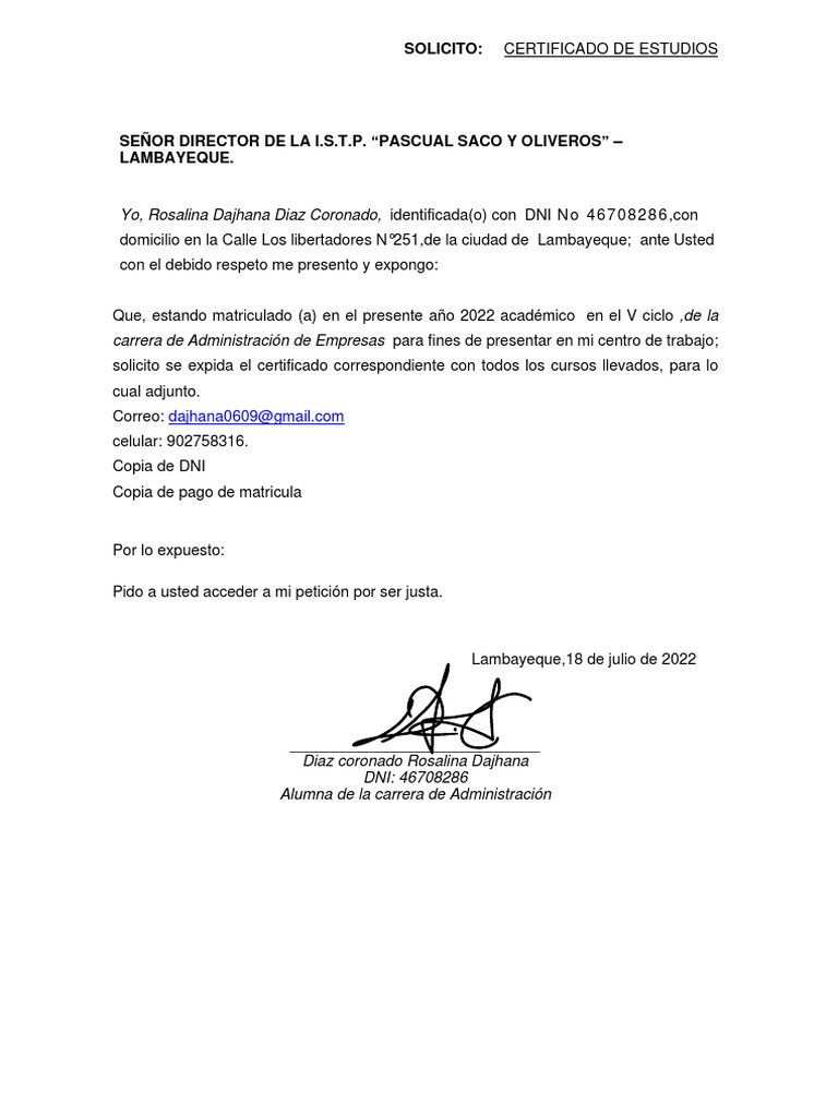 Solicitud y Informe | PDF