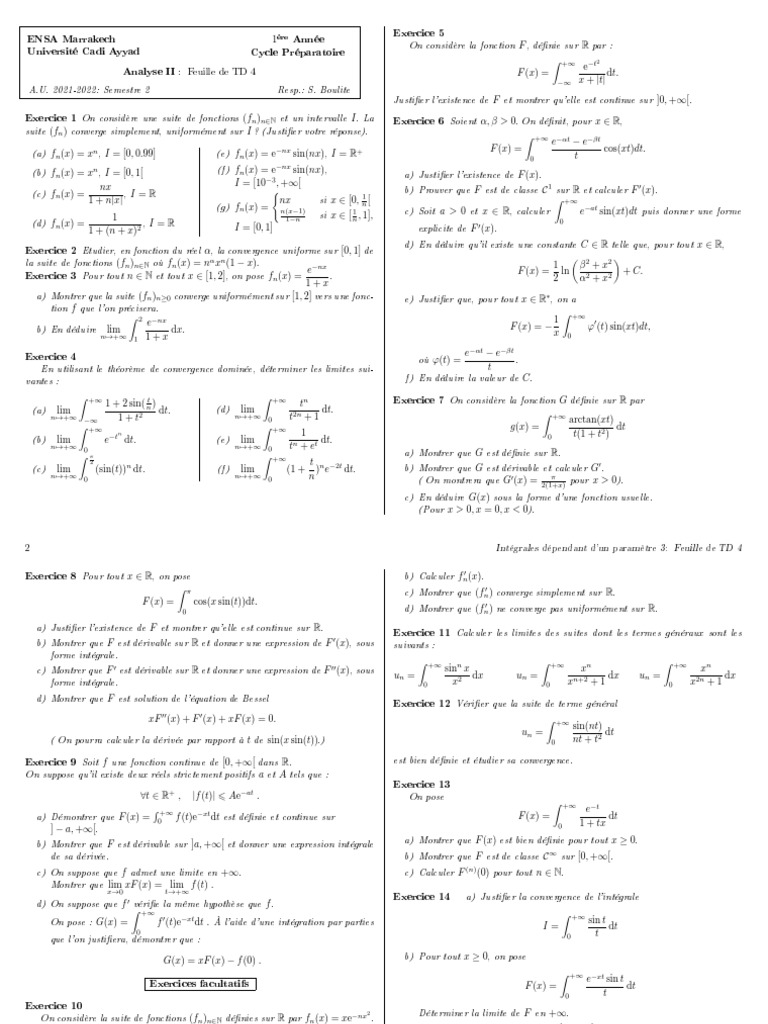 Analyse II : Convergence des Fonctions | PDF | Concepts mathématiques ...