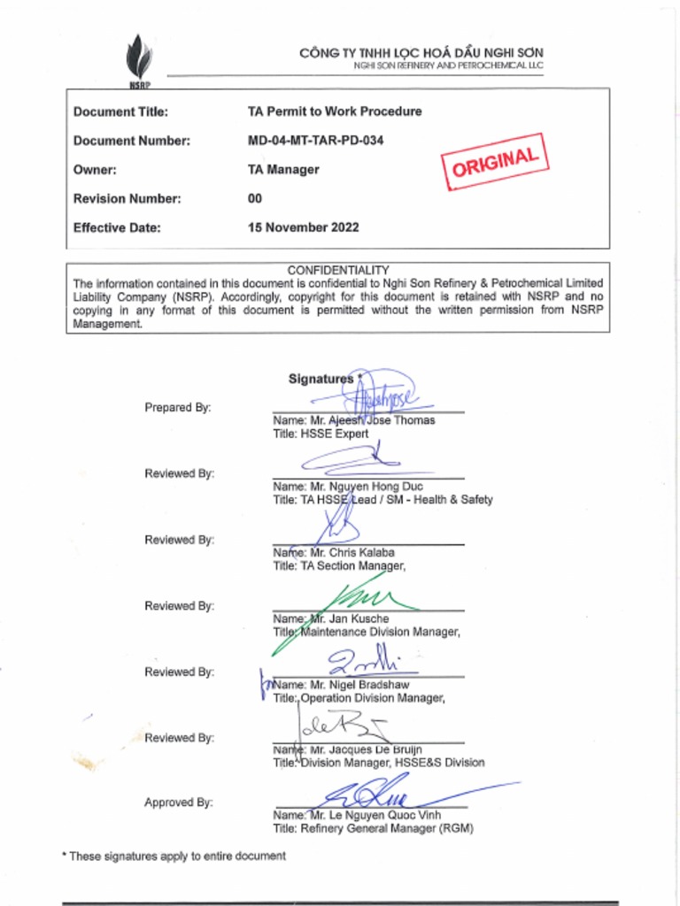 MD-04-MT-TAR-PD-034 Rev 00 TA PTW Procedure | PDF