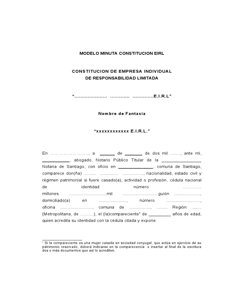 Modelos para Constituci N EIRL SRL SpA 414567 | PDF | Bancos | Cheque