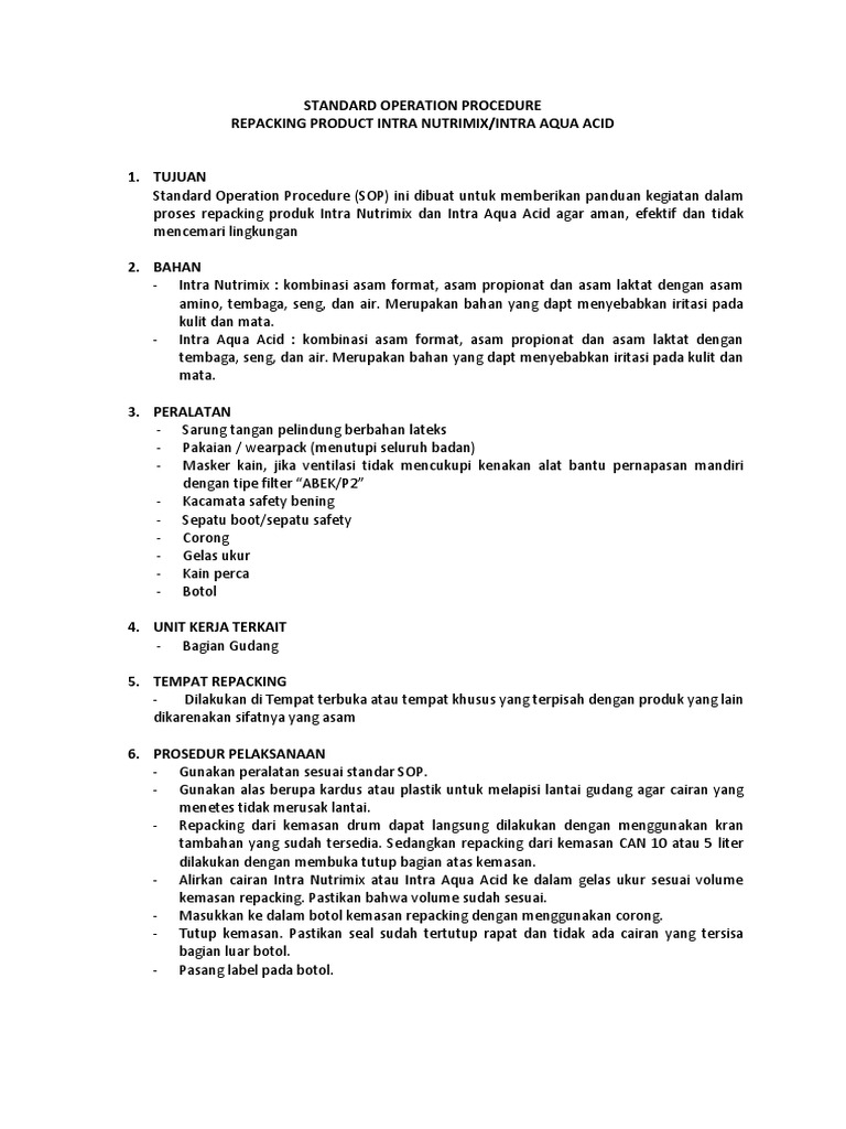 STANDARD OPERATION PROCEDURE (SOP) Packing | PDF | Teknologi & Rekayasa